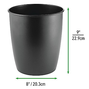 mDesign Small Steel Round Trash Can Bucket - 1.5 Gallon Wastebasket, Garbage Container Bin for Bathroom, Powder Room, Bedroom, Kitchen, Home Office - Malloy Collection - Matte Black