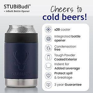 STUBiBudi Beer Can Cooler 12 oz Beer Bottle Insulator Beer Bottle Opener, 3 in 1 Universal Can Cozy Insulated Can Cooler Beer Cooler 4 in 1 Can Holder Beer Gifts Men Beer Opener (Navy)