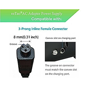 eeTao 3-Prong 42V AC/DC Adapter Charger Compatible with Evercross HY-A21 HYA21 36V 2Ah 72Wh 36VDC Lithium Li-ion Battery Model HLT-118C-4201000 HLT-118C4201000 Shenzhen Hyleton Power Supply Cord