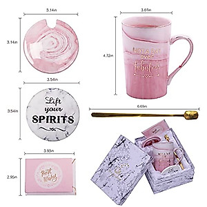 Jumway Not A Day Over Fabulous Mug - Birthday Gifts for Women - Funny Birthday Gift Ideas for Her,Friends, Coworkers, Her, Wife, Mom, Daughter, Sister, Aunt Ceramic Marble Mug 14 Oz Pink