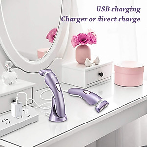 ISTON Electric Razor for Women, Rechargeable Wet and Dry Painless Womens Shaver Body Hair Remover for Legs Underarms and Bikini Trimmer Cordless Waterproof Lady Shaver with LED Light