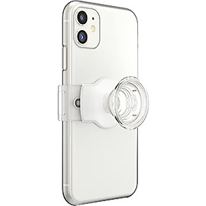 PopSockets: Phone Grip Slide for Phones and Cases, Sliding Phone Grip with Expanding Kickstand, Square Edges - White and Clear