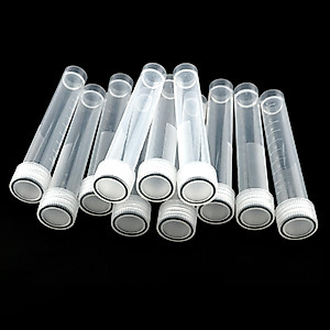 ZZHXSM 12pcs 10mL Plastic Test Tubes Small Vials with Screw Caps Sample Tubes for Lab Laboratory Science, Clear