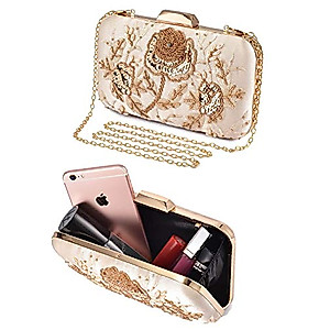 UBORSE Embroidery Sequin Beaded Clutch Purses for Women Evening Bags Formal Party Wedding Purses Prom Cocktail Party Handbags