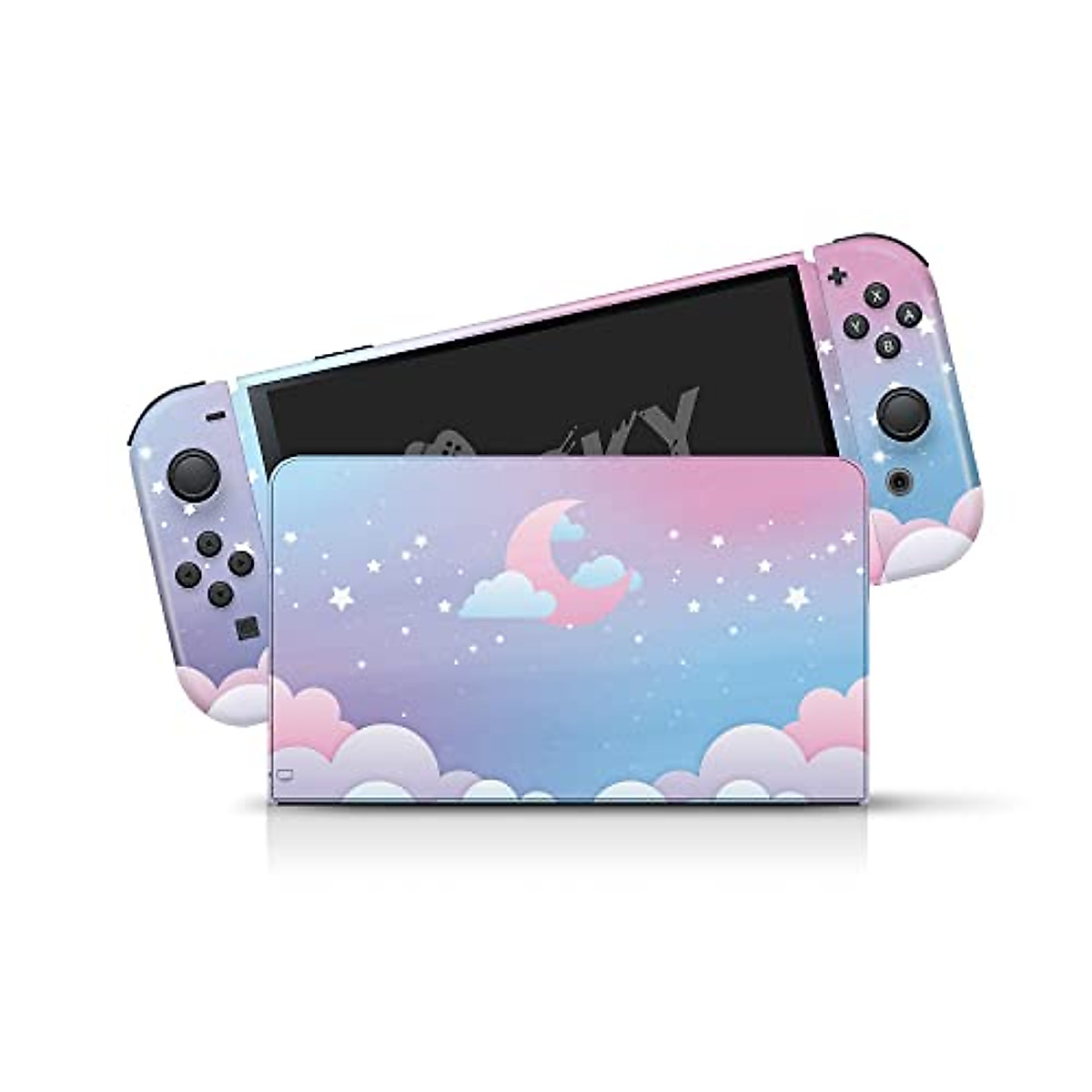Tacky Design Clouds skin Compatible with Nintendo Switch OLED Skin - Premium Vinyl 3M Blue kawaii Nintendo Switch OLED Stickers set - Switch OLED Skin for Console, Dock, Joy Con Wrap - Decal Full Wrap