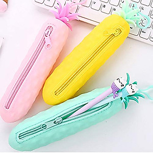 Pencil Pouch, Carrot Banana Fruit Silicone Pencil Case Storage Pen Bag Coin Purse Key Wallet - Eggplant