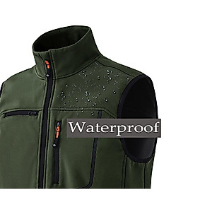 MoFiz Mens Vest Outerwear Zip Up Fleece Lined Light Windbreaker Sleeveless Jacket Hiking Golf Vest For Men Army Green X-Large