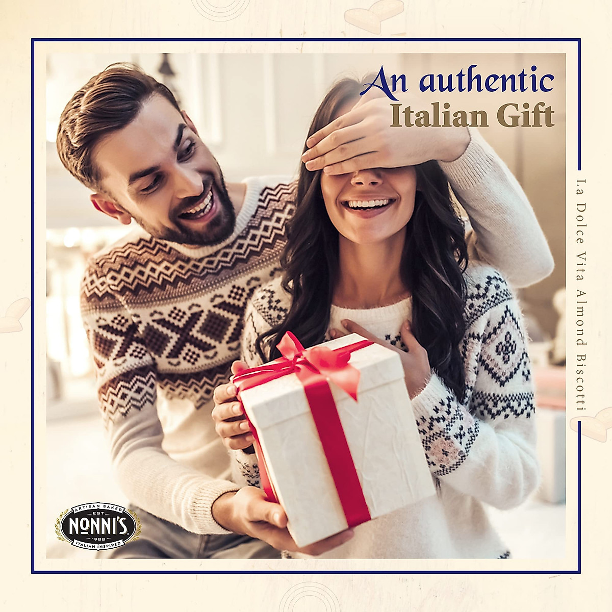 Nonni's La Dolce Vita Almond Biscotti - 2 Tubs - 34oz of Biscotti Italian Cookies - Italian Biscotti Cookies - Biscotti Jar - Biscotti Packed w/California Whole Almonds - Perfect w/Coffee - Kosher