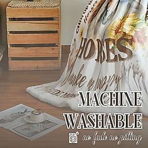 InnoBeta Horse Gifts for Girls, Horse Blankets for Birthday/Christmas, 50'' x 60'' Unique Horse Design Fluzzy Blanket, Just a Girl Who Loves Horses, Sunflowers