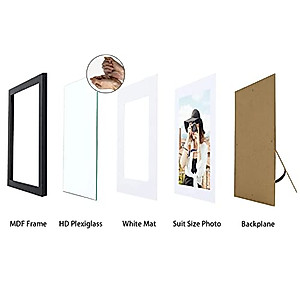Picrit 8x10 Picture Frame Set of 12, Display 5x7 with Mat or 8x10 Without Mat, Photo Frames for Wall Mounting or Table Top Display, Black.