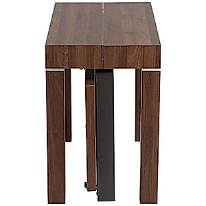 55 Downing Street Warhol Modern Distressed Walnut Wood Rectangular Dining Table 59 1/4" x 35 1/2" Brown 2-Leaf Extension for Spaces Living Room Bedroom Bedside Dining Room Entryway House Office