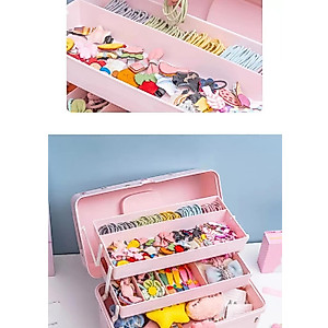 JRIQH Hair AccessoriesOrganizer for Girls,Lockable 3-layers Folding Craft Organizers,Multipurpose Storage Case for Hair Accessories,Jewelry,Arts & Crafts,Makeup accessories