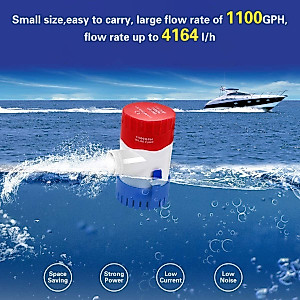 Submersible Boat Bilge Water Pump 12v Non-Automatic Marine Electric Bilge Pump And Bilge Pump Installation Kit Bilge Pump Hose 1-1/8-Inch Dia Plumbing Kit