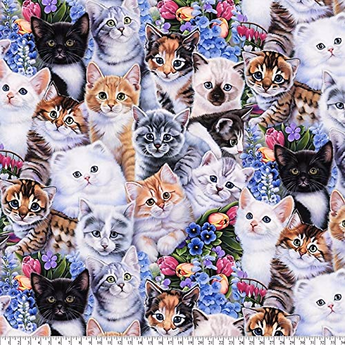 Cats on Cats Anti-Pill Premium No-Sew Throw Fleece Fabric Kit (50x60)