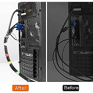 CableCreation Fastening Cable Ties Reusable, Premium 6-Inch Adjustable Cord Ties, Nylon Cable Management Straps Hook Loop Cord Organizer Wire Ties Reusable Black, 50PCS