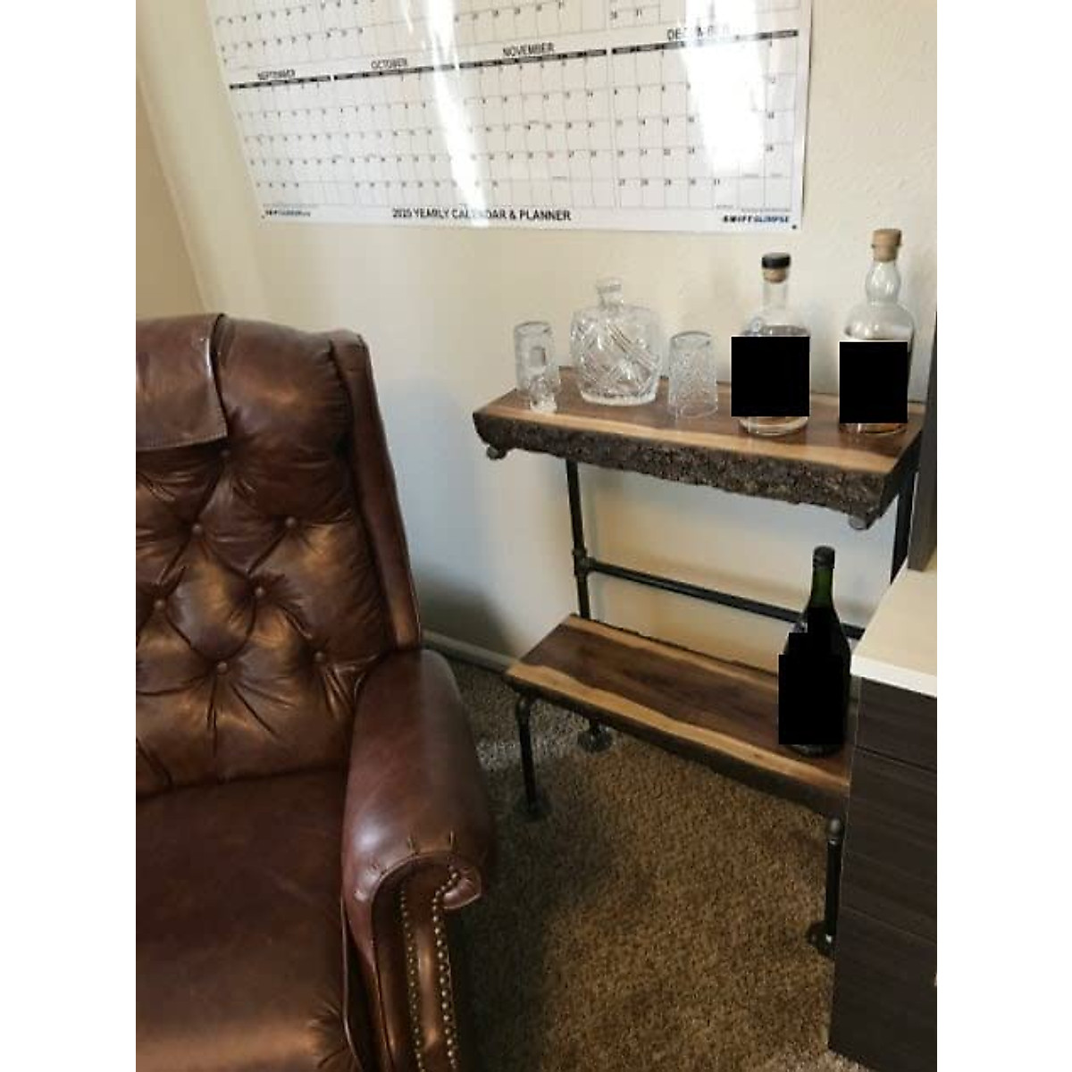 2 Tier Black Walnut Rustic Bar Cart