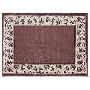 Stylish Camping Outdoor Patio / RV Camping Mat - Palm Tree (Brown/Beige, 9-Feet x 12-Feet) - 209127