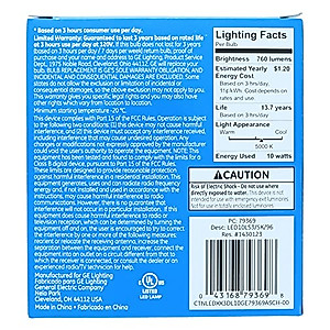 GE Lighting 79369 LED Bright Stik 10-watt (60-Watt Replacement), 760-Lumen Light Bulb with Medium Base, Daylight, 1 Box (3 Bulbs Total)
