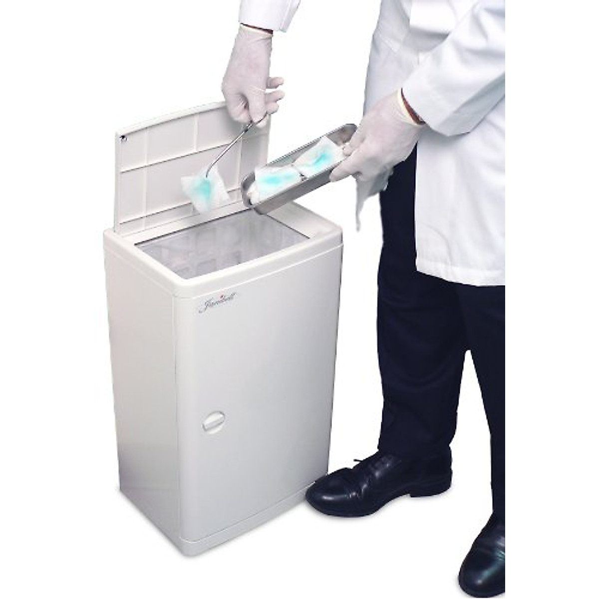 Janibell M450BW ABS 18-Gallon Hygienic Hands-Free Foot Pedal Operated Waste Disposal System, Rectangular, 11" Width x 17-3/4" Depth x 26-3/4" Height, White