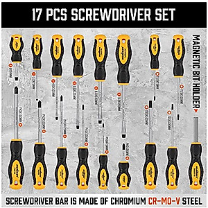 HORUSDY 58-piece Magnetic Screwdrivers Set with Case, Include Phillips, Slotted, Pozidriv, Square, Hexagon, Torx and Magnetizer demagnetizer Screwdriver Set for Tools for Men