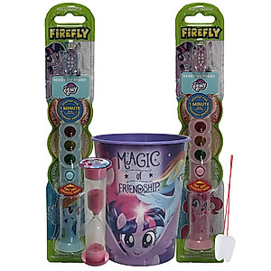 LE Products My Little Pony 4 Piece Oral Hygiene Bundle with Flashing Light Timer Toothbrushes