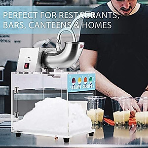 VIVOHOME Stainless Steel Electric Dual Blades Commercial Ice Crusher Shaver Snow Cone Maker Machine with Acrylic Box 440lbs/hr