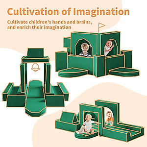 wanan Modular Kids Play Couch, 13PCS Modular Couch Kids for 4 Kids, Kids Couch for Playroom, Modular Kids Couch for Boys and Girls, Kids Play Couch for Kids (Green)