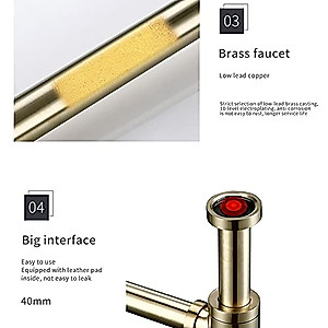 LMMDDP Brushed Gold Brass Euro Basin Bottle Plumbing Wash Pipe Waste Bathroom Sink Trap Style Siphon (Color : Brushed gold)