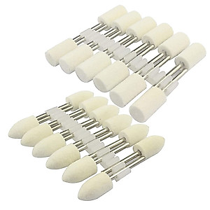 𝐋𝐮𝐨 𝐤𝐞 24 Pcs Wool Polishing Bits - Wool Felt Polishing kits with 1/8 Inch Mandrel for Dremel Rotary Tools (Polishing Point Diameter:10mm)