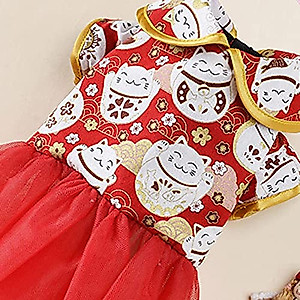 Pet Tang Suit Luck Cat Printing Chinese Style Warm Dog New Year Clothes Cat Costume Pet Clothes Dog Cheongsam