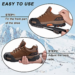 Ice Cleats Snow Traction Cleats Anti Slip Crampons for Walking on Snow and Ice 11 Steel Studs Snow Shoes Ice Grippers Rubber Stretch Footwear for Women Men Walking Hiking Fishing