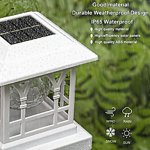 White Solar Post Lights Outdoor Fence Post Lights Fit 3.5x3.5 4x4 4.5x4.5 5x5 Deck Post Lights Solar Powered, RGB & Warm White, 20 LM 1000mAh Battery IP65 Waterproof, ABS Shell Glass Lens (12 Pack)