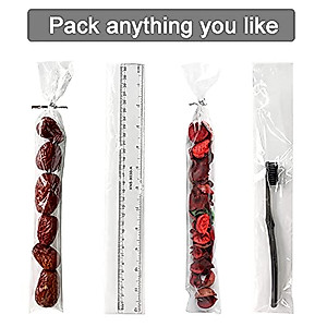 HAPY SHOP Clear Cellophane Treat Bags,300 PCS Plastic Treat Bags Pretzel Bags for Chocolate Candies Pretzel Cookies Party Favor Gift Bags with 300 PCS Silver Twist Ties (2.4 by 12 Inch)