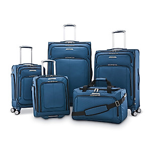 Samsonite Solyte DLX Softside Expandable Luggage with Spinner Wheels, Mediterranean Blue, Checked-Large 29-Inch