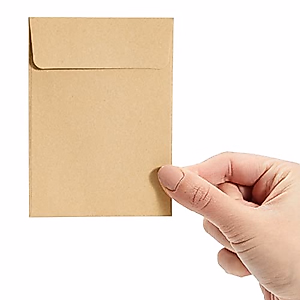 100 Pack Small Seed Saving Envelopes, Bulk 3x4 Empty Paper Packets with Adhesive for Coins, Stamps (Brown)