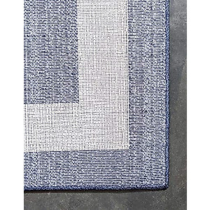 Unique Loom Del Mar Collection Area Rug - Maria (7' 1" x 10' Rectangle, Navy Blue/ Ivory)