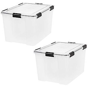IRIS USA Weathertight 74 Quart Buckle Down Storage Latch Box Container (2 Pack)