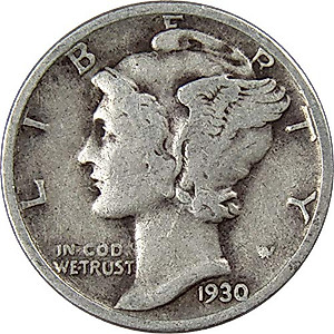 1930 Mercury Dime VG Very Good 90% Silver 10c US Coin Collectible
