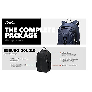 Oakley Men's 20L Enduro 3.0 Amber Yellow Backpack for Hiking Backpacking Camping Traveling + BUNDLE with Designer iWear Collapsible Water Bottle with Carabiner