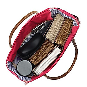 NATURALS EXPORT Handmade Canvas Bag With Leather, Canvas Tote Bag Shoulder Handbag for Women, Pink