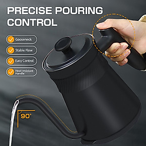 Potlimepan Electric Kettle, 0.8L Temperature Control Electric Kettle with LED Screen, 1200W Quick Heating Gooseneck Pour Kettle with Stainless Steel Interior, Smart Kettle for Coffee & Tea, Black