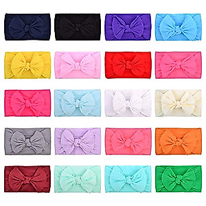 YHXX YLEN 20PCS Baby Girl Headbands with Bows Nylon Hair Bow Elastics Newborn Headbands for Baby Girls Infant Toddlers