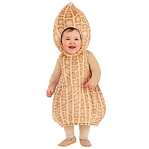 Fun Costumes Peanut Baby Costume - Food Theme - Hooded Tunic with Plump Look - 0/3 Months - Brown