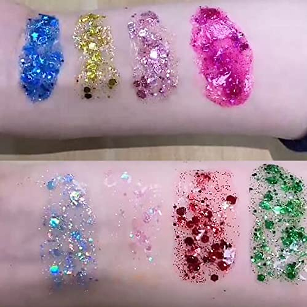 Paminify Pink Face Glitter Gel,Singer Concerts Music Festival Rave Accessories,Mermaid Body Glitter Gel,Self-Adhesive Liquid Sequins Glitter Face Eye Lip Hair Makeup,Sparkling Chunky for Women,50ML