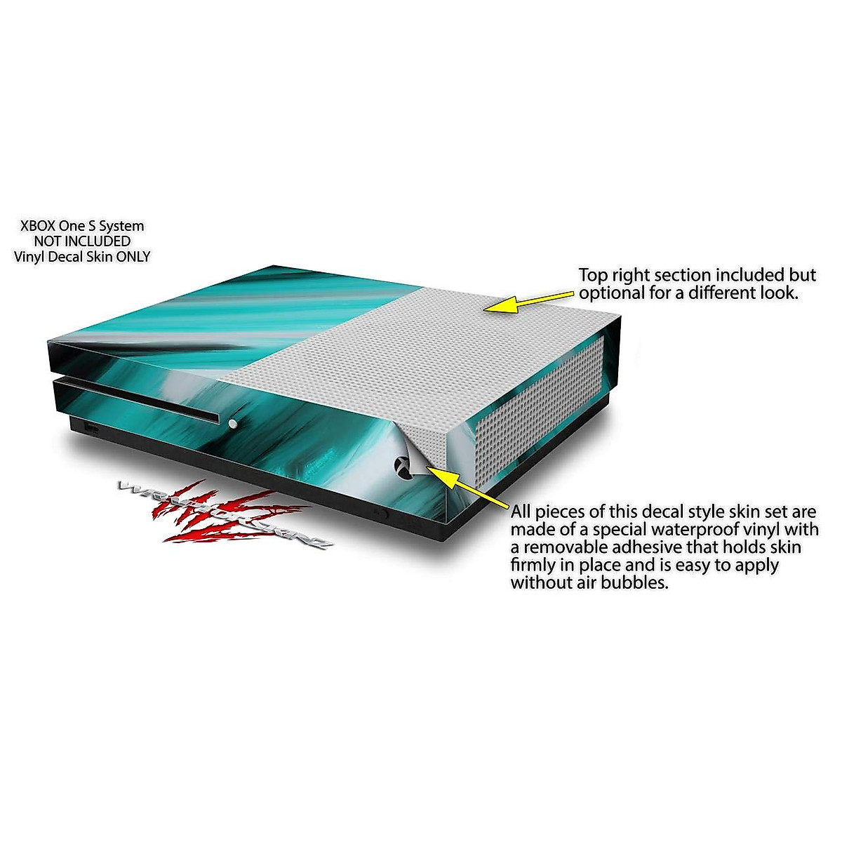 WraptorSkinz Decal Vinyl Skin Wrap Compatible with Xbox One S Console and Controllers - Paint Blend Teal