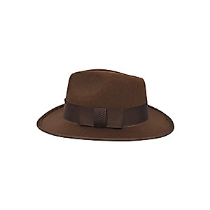 Nicky Bigs Novelties Adult Brown Adventurer Fedora Hat - Mobster Felt Panama Hats - Gatsby Halloween Costume Accessory, Brown, One Size
