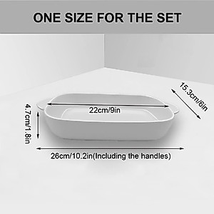 Small Ceramic Baking Dish Pan, 9 x 6inches Mini Casserole Dishes with Handles, Rectangular Baking Pans Nonstick Porcelain Bakeware Set Dish Set for Oven Cooking, 2-Piece, White
