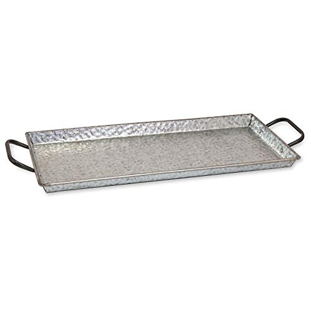 Boston International Rectangular Serving Tray with Handles, 18.75 x 9-Inches, Hammered Metal