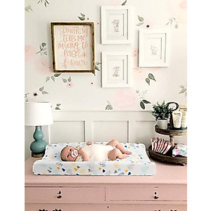 COSMOPLUS Stretch Fitted Changing Pad Cover 2 Pack Stretchy Changing Table Pad Covers for Boys Girls, Heart Pattern