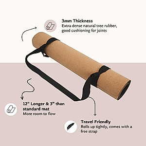 Shakti Warrior Mandala Cork Yoga mat,Extra Long and Wide,Artist Designed, Premium eco friendly mats, Non Slip, Great for Regular & Hot Yoga, Pilates and Work out (84 inchx27 inchx2mm Thick)